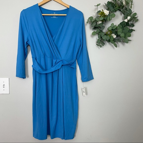 Talbots | Dresses | Nwt Talbots Blue Faux Wrap Dress | Poshmark